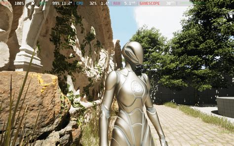 ue5 1 crosscomplied linux build nanite meshes and foliage 75 render scale high settings