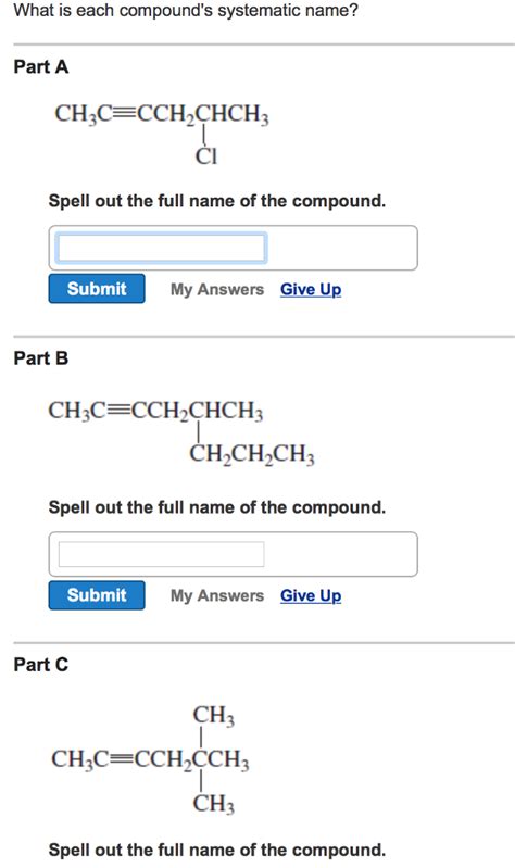 solved what is each compound s systematic name part a ch3c