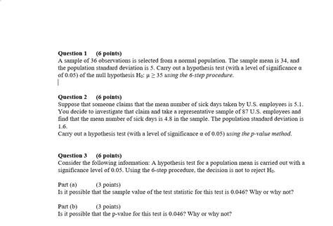 Solved Question 1 6 Points A Sample Of 36 Observations Is