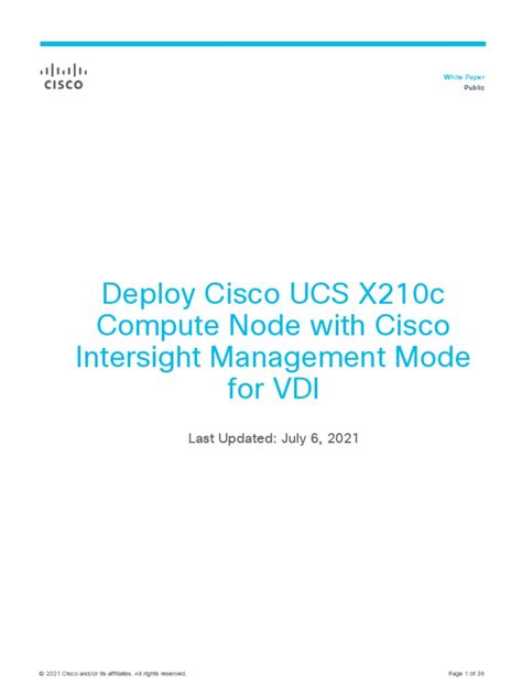Deploy Cisco Ucs X210c Compute Node With Cisco Intersight Management