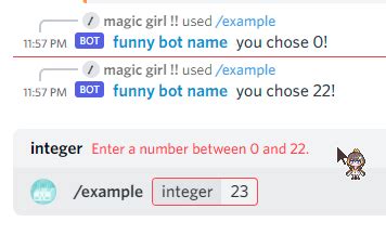 Javascript Discord Js V13 SlashCommandBuilder AddIntegerOption Set