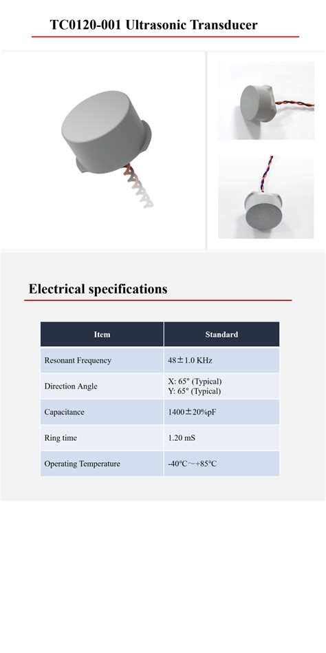 Khz Ultrasonic Sensor Waterproof Micro Ultrasonic Piezoelectric Sensor Ultrasound Proximity