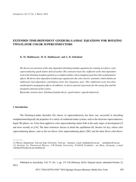 Pdf Extended Time Dependent Ginzburg Landau Equations For Rotating Two Flavor Color