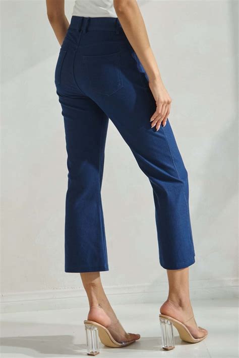 Womens Classic Solid Straight Leg Crop Pants Wholesale