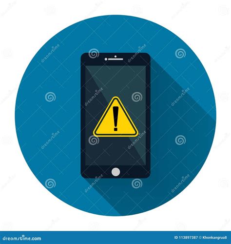 Mobile Phone Smartphone With Notification Exclamation Mark Icon Stock Vector Illustration Of