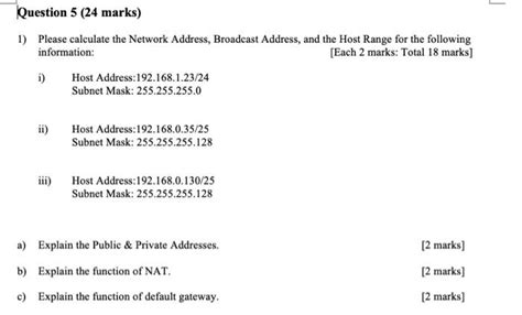 Solved Please Calculate The Network Address Broadcast Chegg