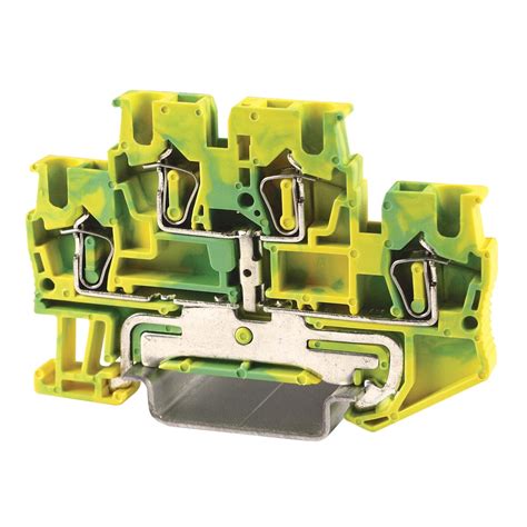 4 Wire Ground Spring Terminal Block Din Rail Mount Screwless 2 Level 4 Wire Ground Terminal