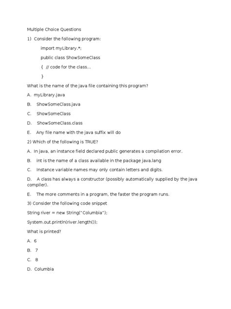 Java Question Pdf Java Programming Language Class Computer Programming