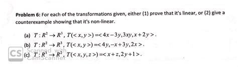 solved problem 6 for each of the transformations given