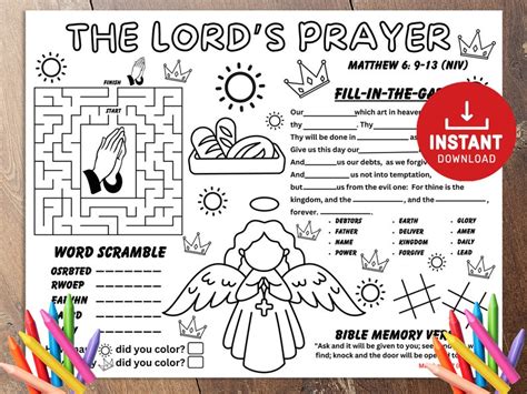 The Lords Prayer Bible Activity Sunday School Activities Bible
