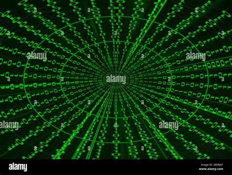 Digital Binary Data Tunnel And Binary Code Streaming On The Black