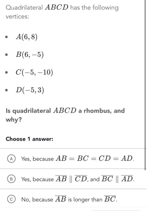 Solved Quadrilateral ABCD Has The Following Vertices A Chegg