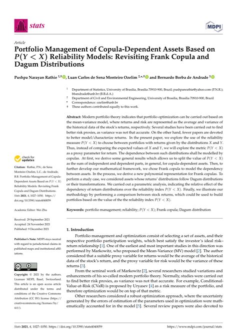 pdf portfolio management of copula dependent assets based on p y