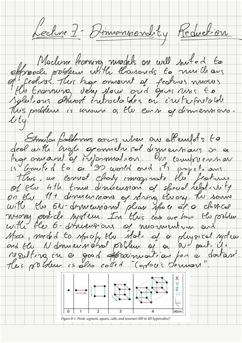 Lecture 7 Notes Dim Reduction Leckun 7 Jimmensienality Reduction