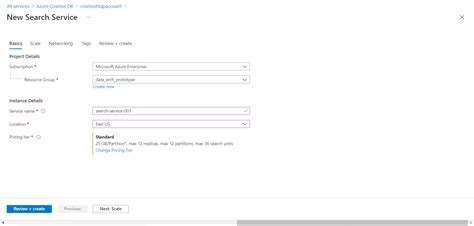 Creating An Azure Search Service Instance For Azure Cosmos Db