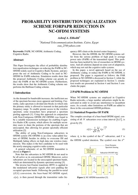 Pdf Probability Distribution Equalization Scheme For Papr Reduction In Nc Ofdm Systems