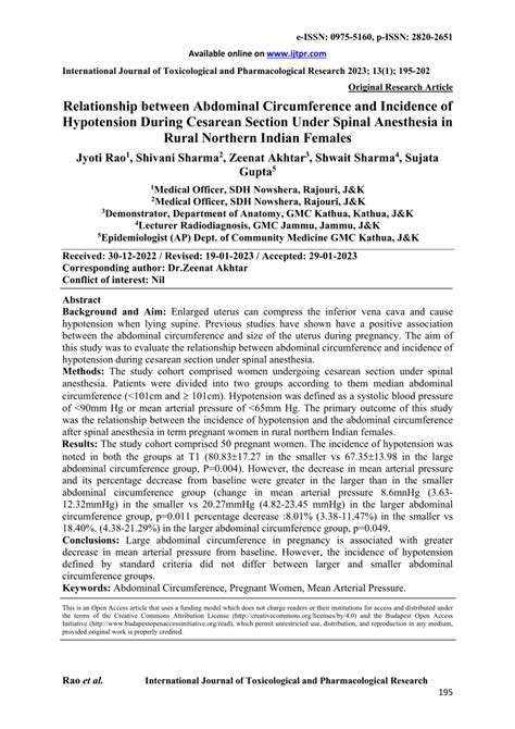 Pdf Relationship Between Abdominal Circumference And Incidence Of