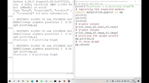 linear algebra using python practical 1b plotting a graph sem 3 bsc
