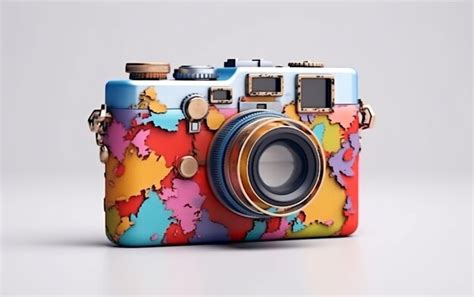 Colorful Patterned Camera Premium Ai Generated Image