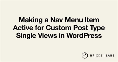 Making A Nav Menu Item Active For Custom Post Type Single Views In
