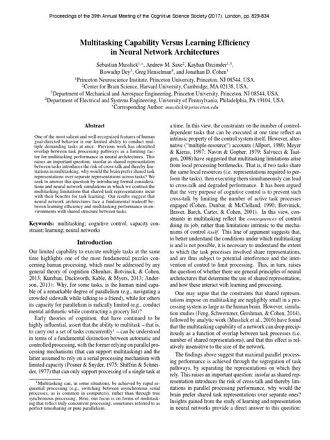 Multitasking Capability Versus Learning Efficiency In Neural Network