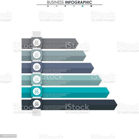 비즈니스 데이터 차트입니다 그래프 6 단계 전략 옵션 부품 또는 프로세스 다이어그램의 추상 요소 프레 젠 테이 션에 대 한 벡터