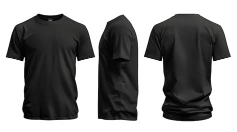 Premium Photo Black Tshirt Front Side And Back View High Quality 3d