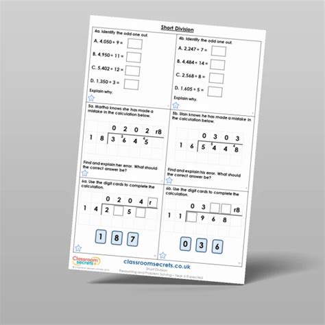Year 6 Short Division Reasoning And Problem Solving Resource Classroom Secrets