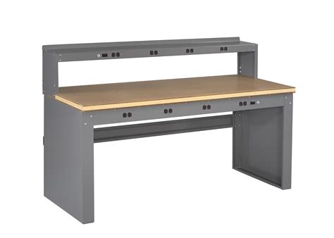Tennsco Storage Made Easy Electronic Workbench With Compressed Top Riser And Panel Legs