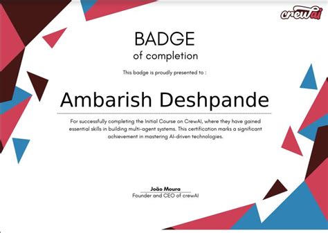 Ambarish Deshpande On Linkedin Crewai Deeplearningai Genai Aiagents