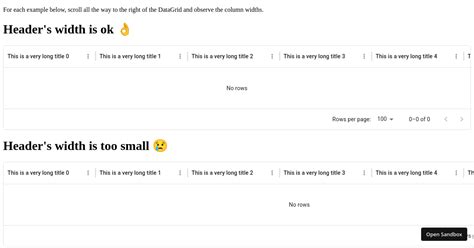 Mui Datagrid Headers Codesandbox