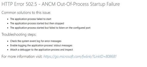 Error ANCM Out Of Process Startup Failure Survey Solutions