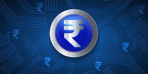 미래 기술 벡터 일러스트 배경에 인도 루피 동전 Inr 통화 프리미엄 벡터