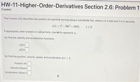 Solved Hw 11 Higher Order Derivatives Section 2 6 Problem 1