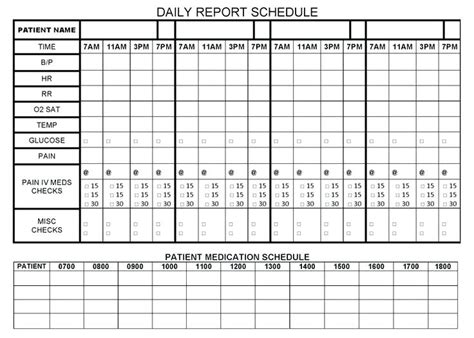Nursing Schedule Template At A Glance