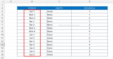 Aprenda A Generar Códigos Alfanuméricos Automáticos En Excel Ninja Del Excel