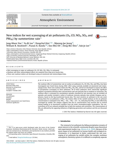 Solution New Indices For Wet Scavenging Of Air Pollutants O3 Co No2