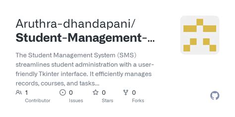 GitHub Aruthra Dhandapani Student Management System The Student Management System SMS