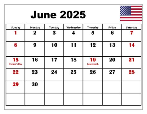 June Calendar 2025 Holidays Calendar 2025 Printable Calendar 2025