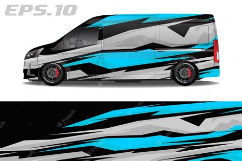 자동차 회사를 위한 밴 리버리 디자인 프리미엄 벡터