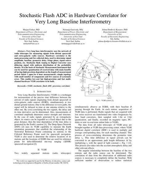 Pdf Stochastic Flash Adc In Hardware Correlator For Very Long