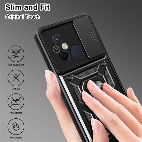Xiaomi Redmi 12C Hoesje Met Camera Slider En Kickstand Ring Blauw Gsmpunt