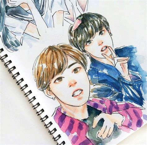 Bts Jimin Jungkook Fanart Watercolor Instagram Yanawookie
