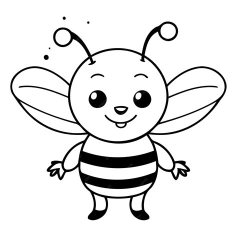 귀여운 만화 벌 캐릭터 터 일러스트레이션 평평한 디자인 스타일 프리미엄 벡터