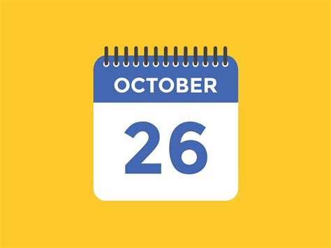 October 26 Calendar Reminder 26th October Daily Calendar Icon Template