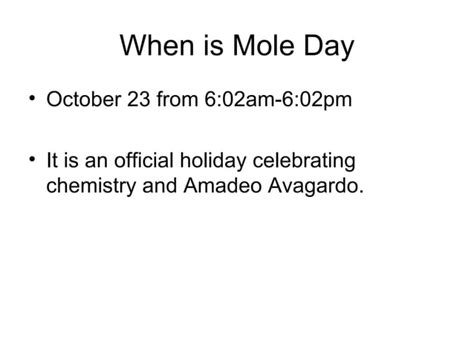 Mole Day Presentation Ppt Chemistry Science