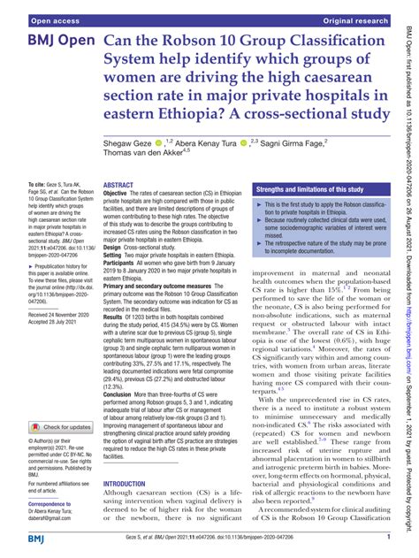 Pdf Can The Robson 10 Group Classification System Help Identify Which