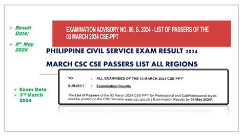 Philippine Csc Cse Results List Of Passers March Regions Civil Service Exam Result 2024