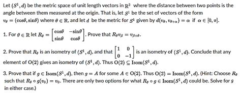 Solved Metric Spaces Topology Let S D Be The Metric Chegg