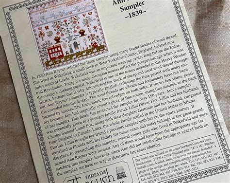 Oop Chart The Ann Rayner 1839 Pattern By Threads Through Time Etsy